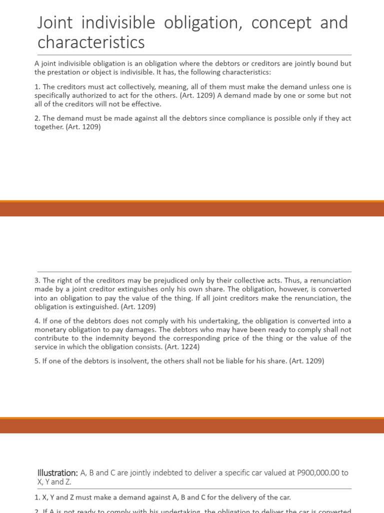 Joint Indivisible Obligation Payment or Performance | PDF | Legal ...