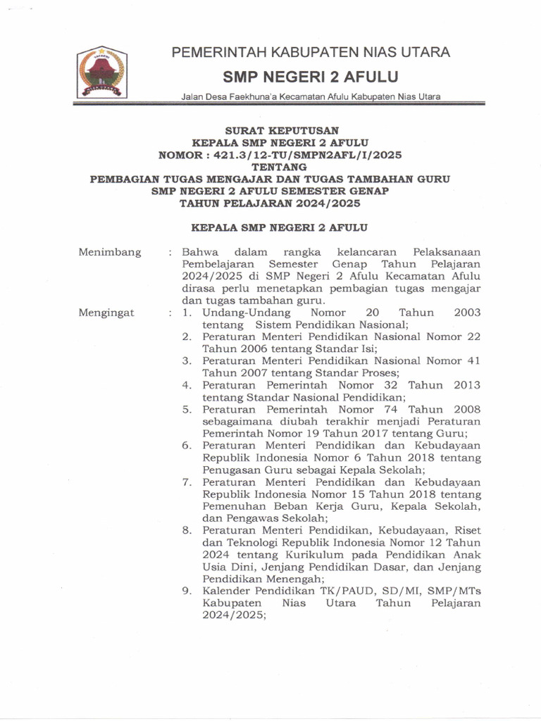 SK PTUGAS II 2024-2025 | PDF