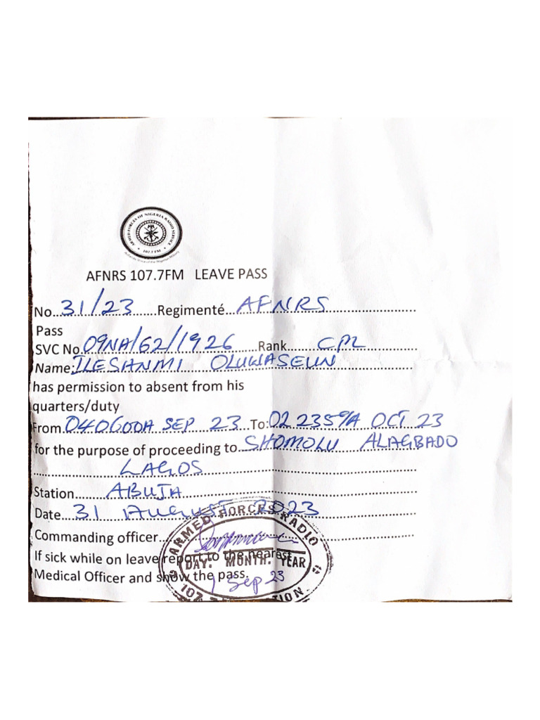 Afnrs 107.7fm Leave Pass | PDF