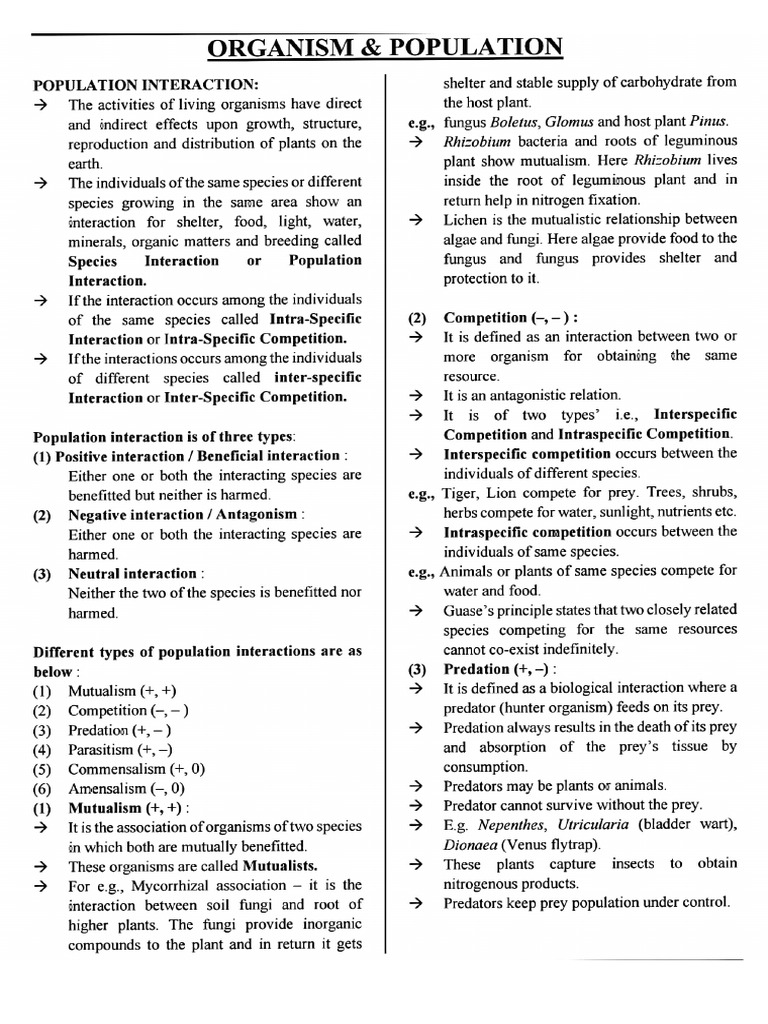 Organism & Population and Ecosystem 2024 | PDF