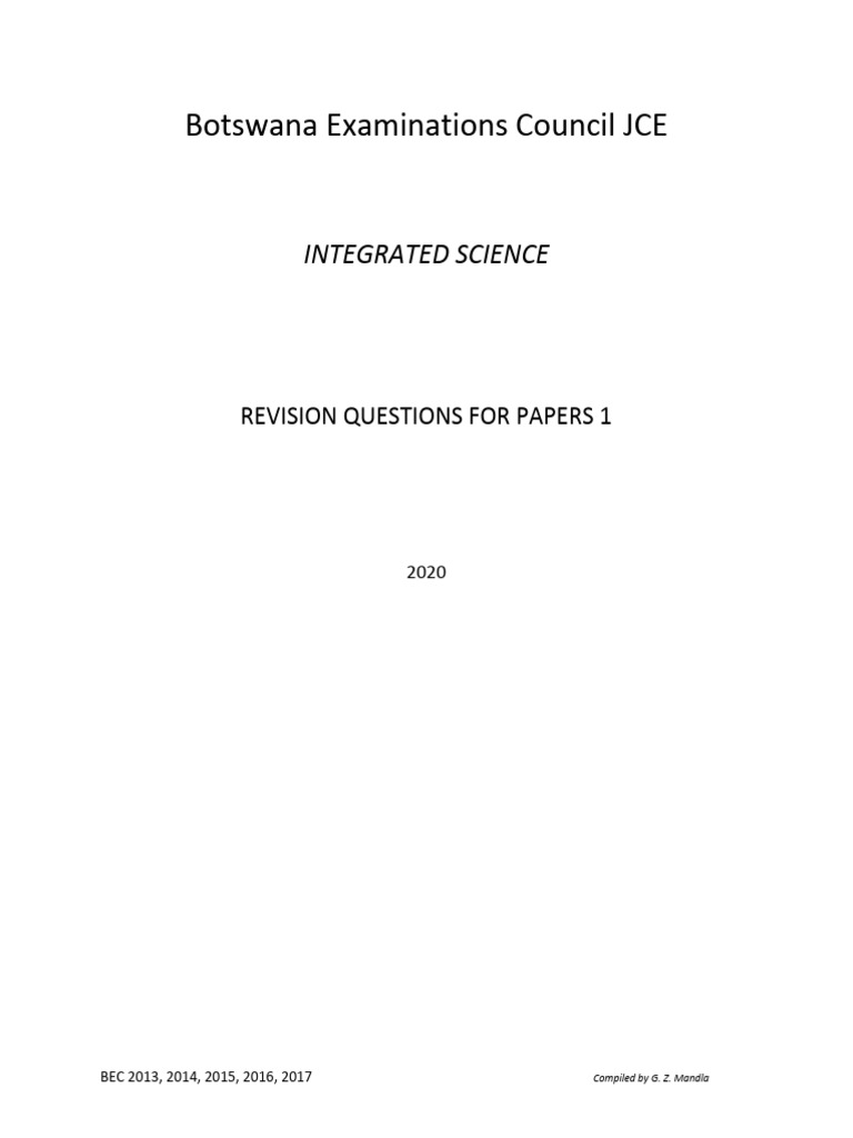 JCE Integrated Science Revision 2020 | PDF | Solubility | Water