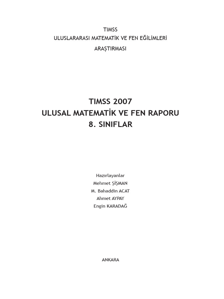 Timss 2007 Ulusal Raporu | PDF