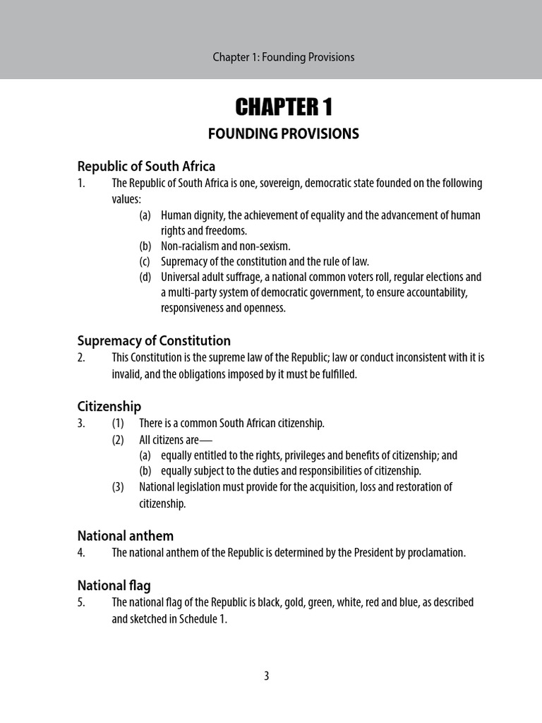 Founding Provisions of South Africa's Constitution | PDF | Justice ...