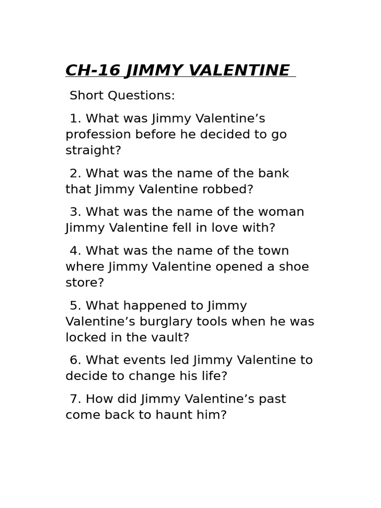 Jimmy Valentine | PDF