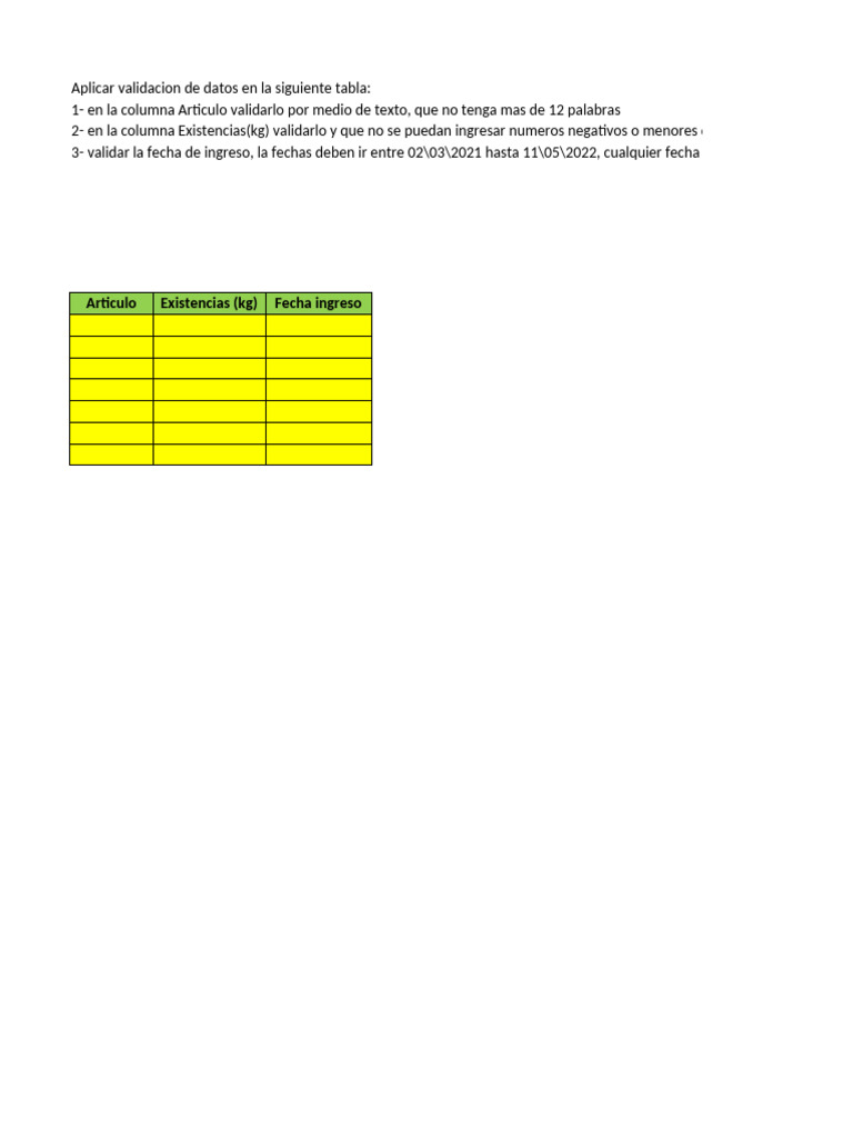 Ejercicio Practico de Validacion de Datos | PDF