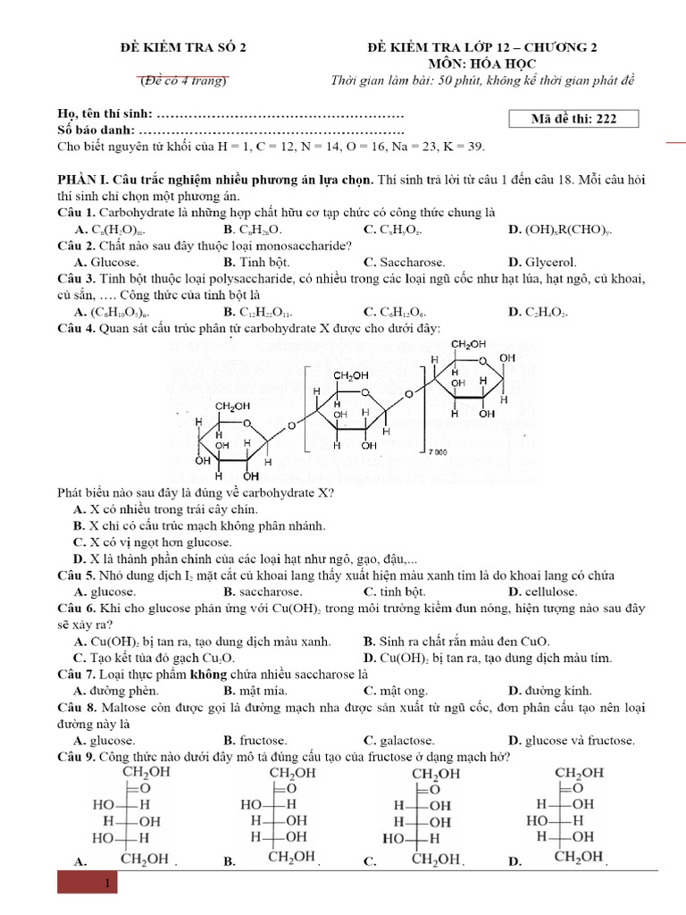 Lớp 12. Đề KT Chương 2 (Đề 2) . | PDF