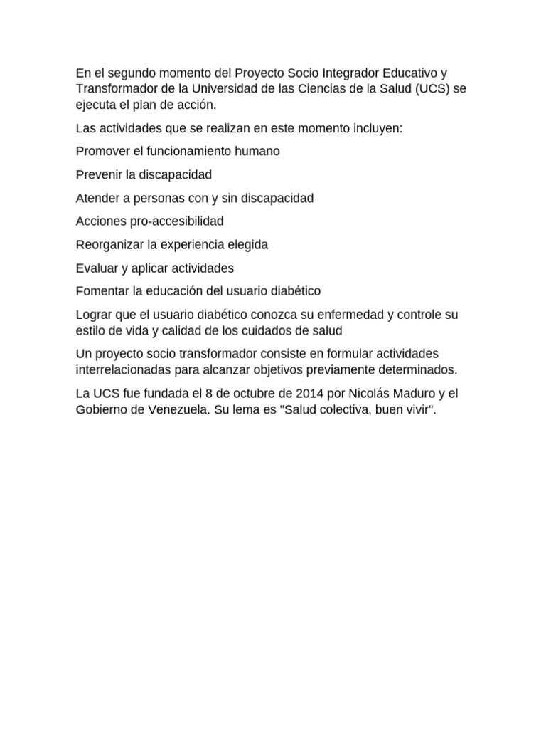 En El Segundo Momento Del Proyecto Socio Integrad | PDF