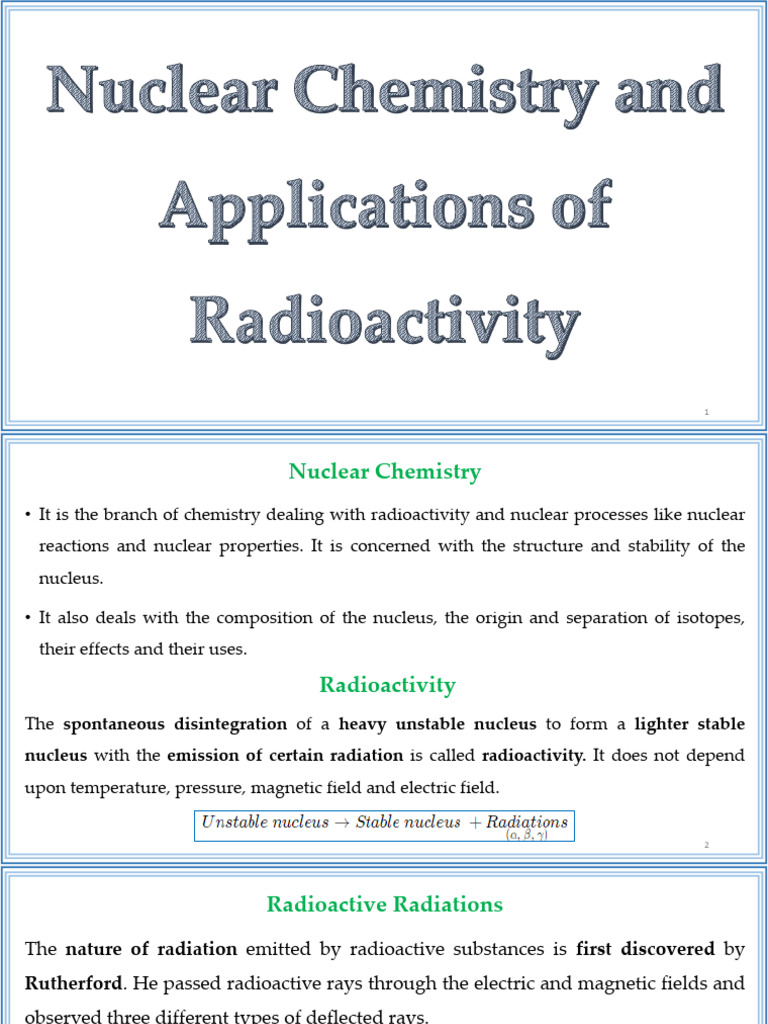 Nuclear Chemistry Complete | PDF | Nuclear Physics | Nuclear Weapons