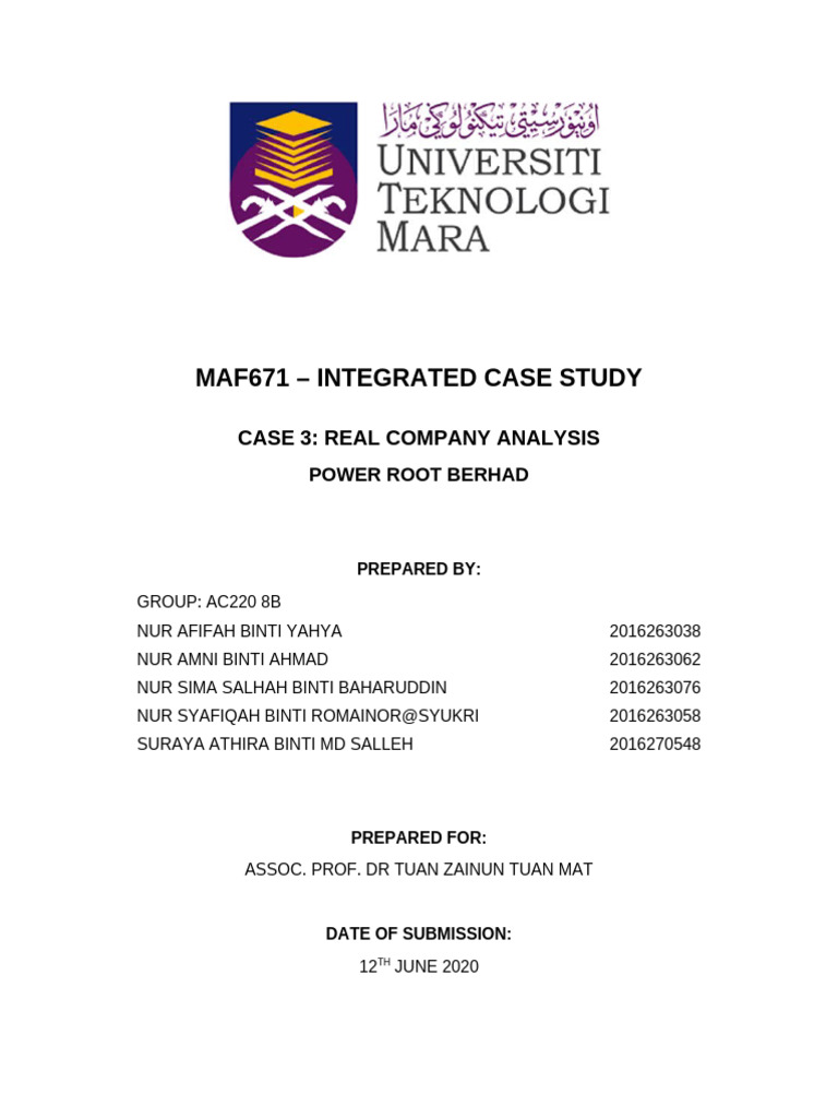 MAF671 - Business Strategy Power Root Berhad | PDF | Business | Economies