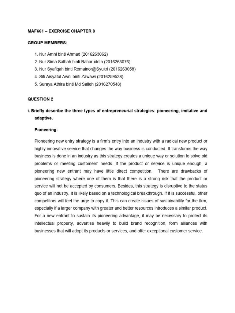 Maf661 - Exercise Chapter 8 - Group 2 | PDF | Credit Card | Entrepreneurship