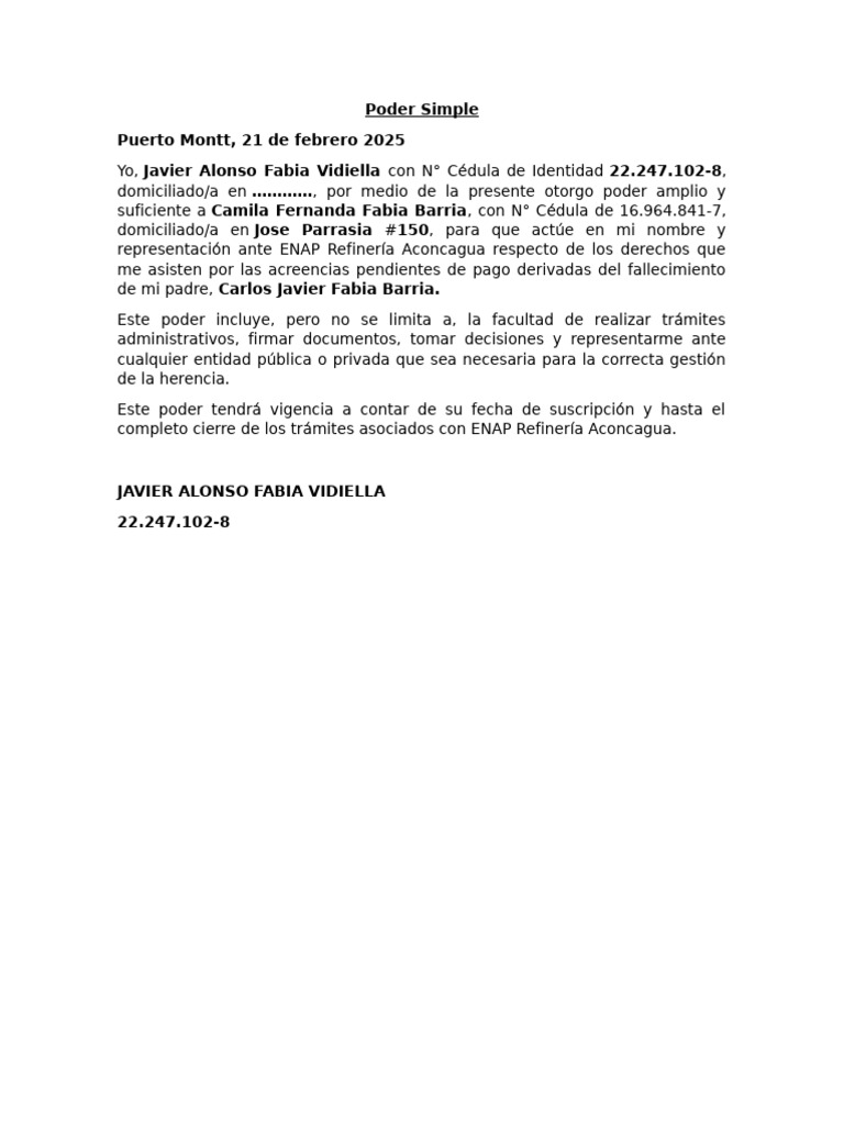 Modelo Poder Simple JAVIER | PDF