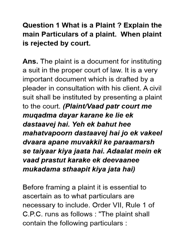 Understanding Plaint and Its Essentials | PDF | Lawsuit | Cause Of Action