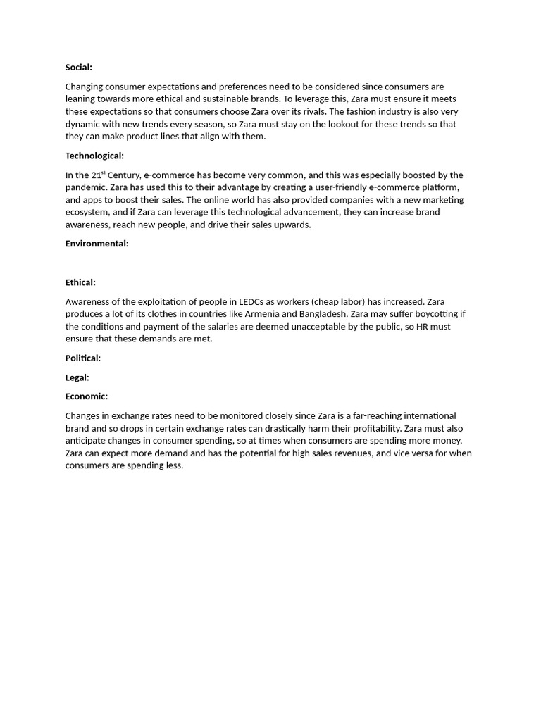 STEEPLE Analysis Zara | PDF