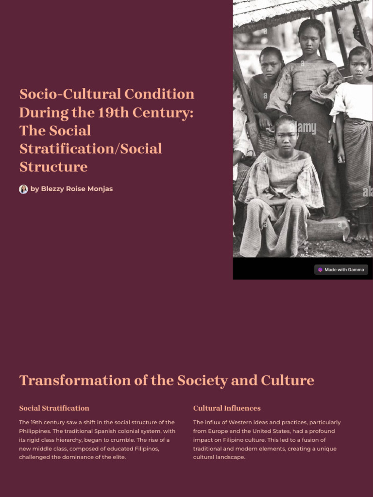 Socio Cultural Condition During The 19th Century The Social ...