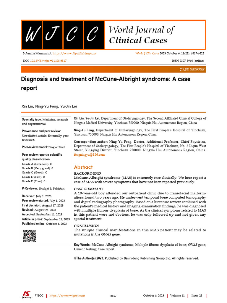 Diagnosis and Treatment of McCune-Albright Syndrom | PDF | Medical ...