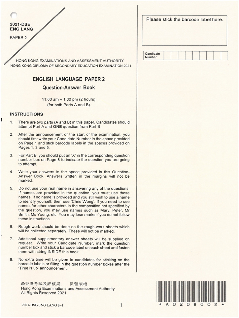 Question Answer Booklet | PDF