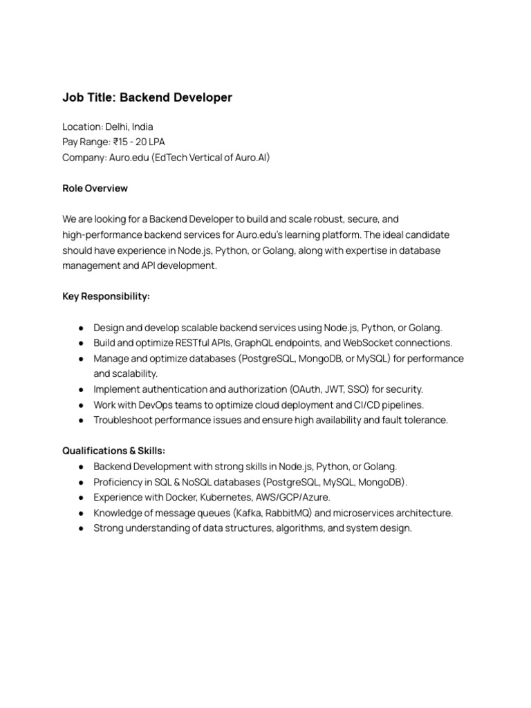 JD - Backend Developer | PDF