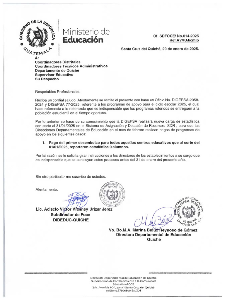 Oficio Sdfoce 014-2025 | PDF