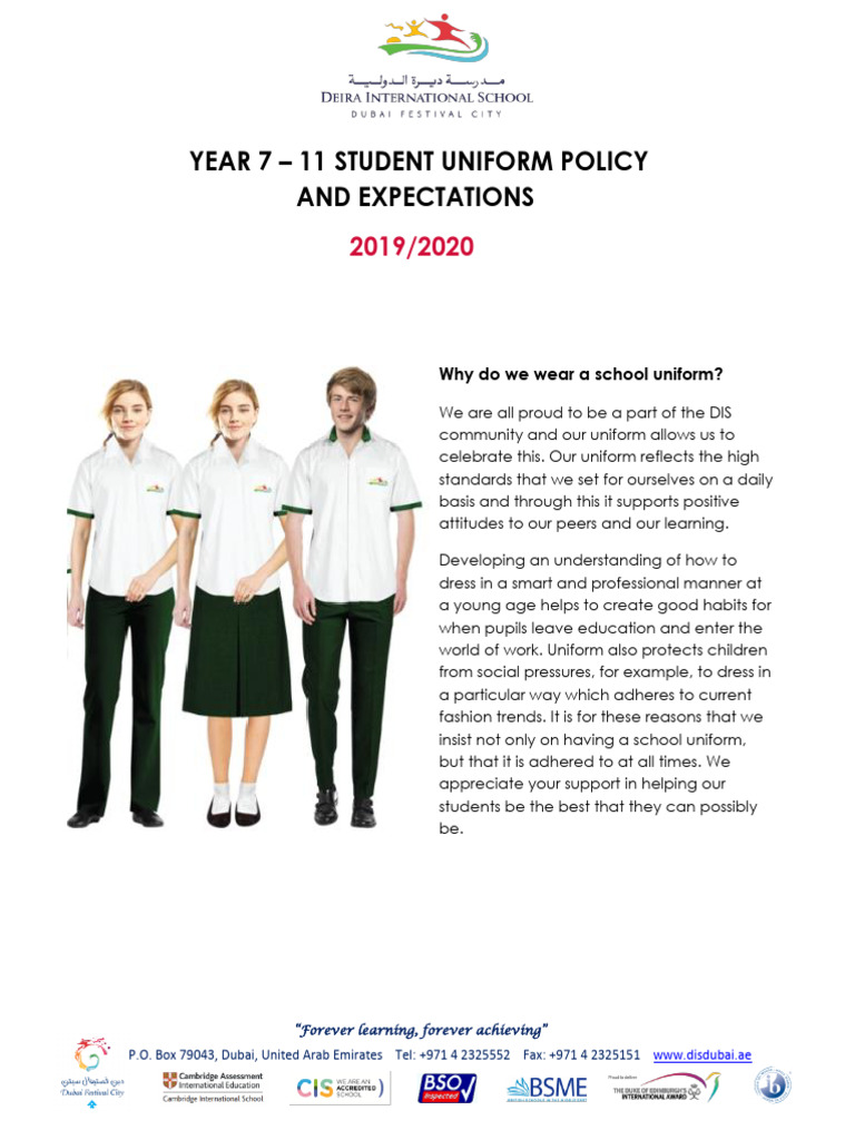 DIS Dubai Student Uniform Policy | PDF | Sweater | Skirt