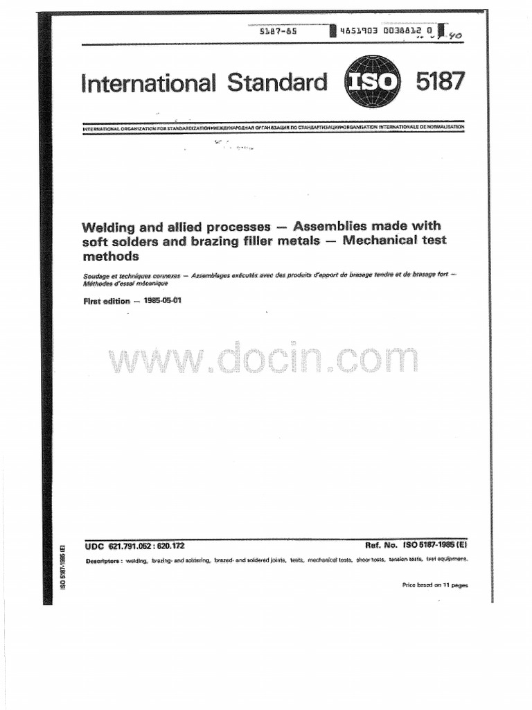 Iso 5187-1985 | PDF