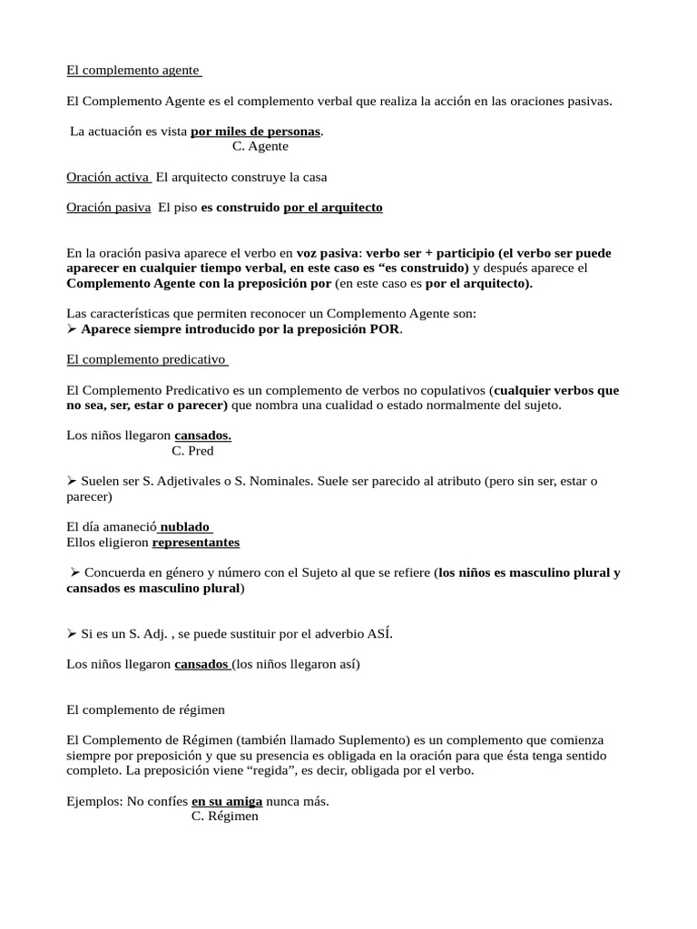 Complemento Agente en Oraciones Pasivas | PDF | Verbo | Tipología ...