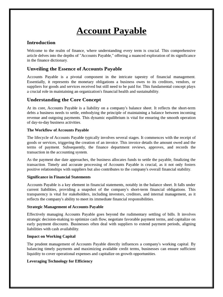 Account Payable | PDF | Accounts Payable | Supply Chain