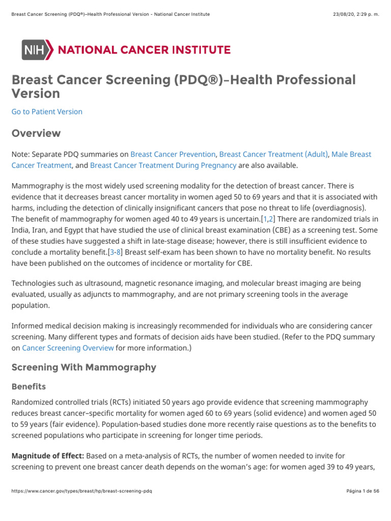 Breast Cancer Screening | PDF | Mammography | Screening (Medicine)