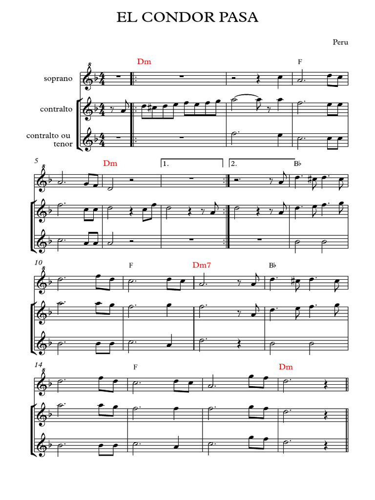 EL CONDOR PASA - Partitura Completa | PDF