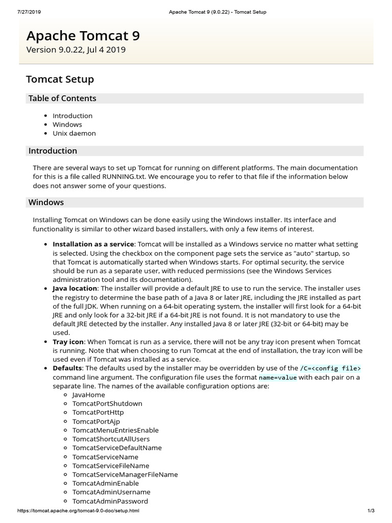 Apache Tomcat 9 - Tomcat Setup | PDF | Java (Software Platform) | Computer Programming