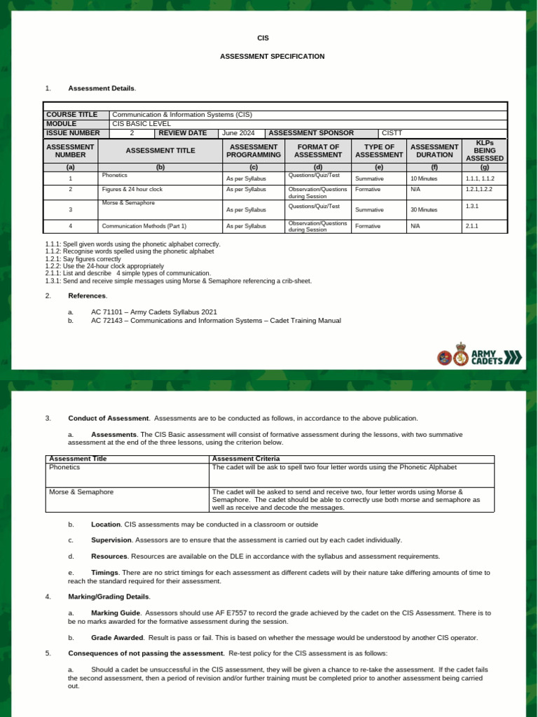ACS CIS Basic Assessment Specificaiton | PDF | Human Communication