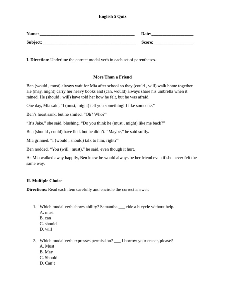 Part 2 Revised Test for Grade 5 (4) | PDF
