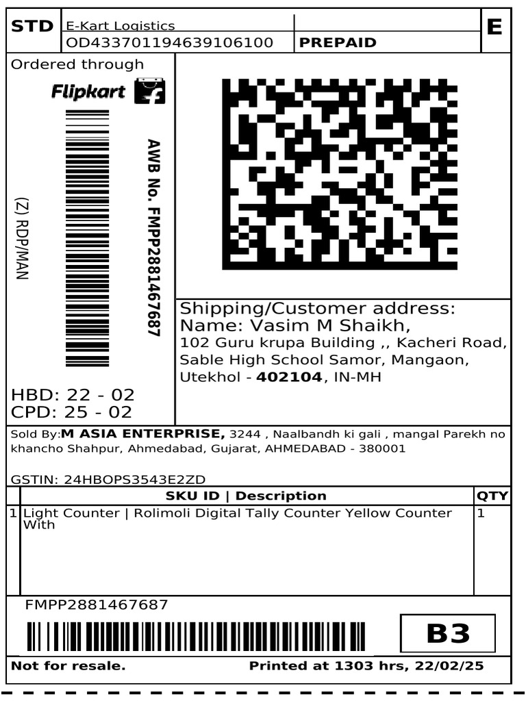 Flipkart-Labels-22-Feb-2025-01-03 (1)_cropped | PDF | Invoice | Sales