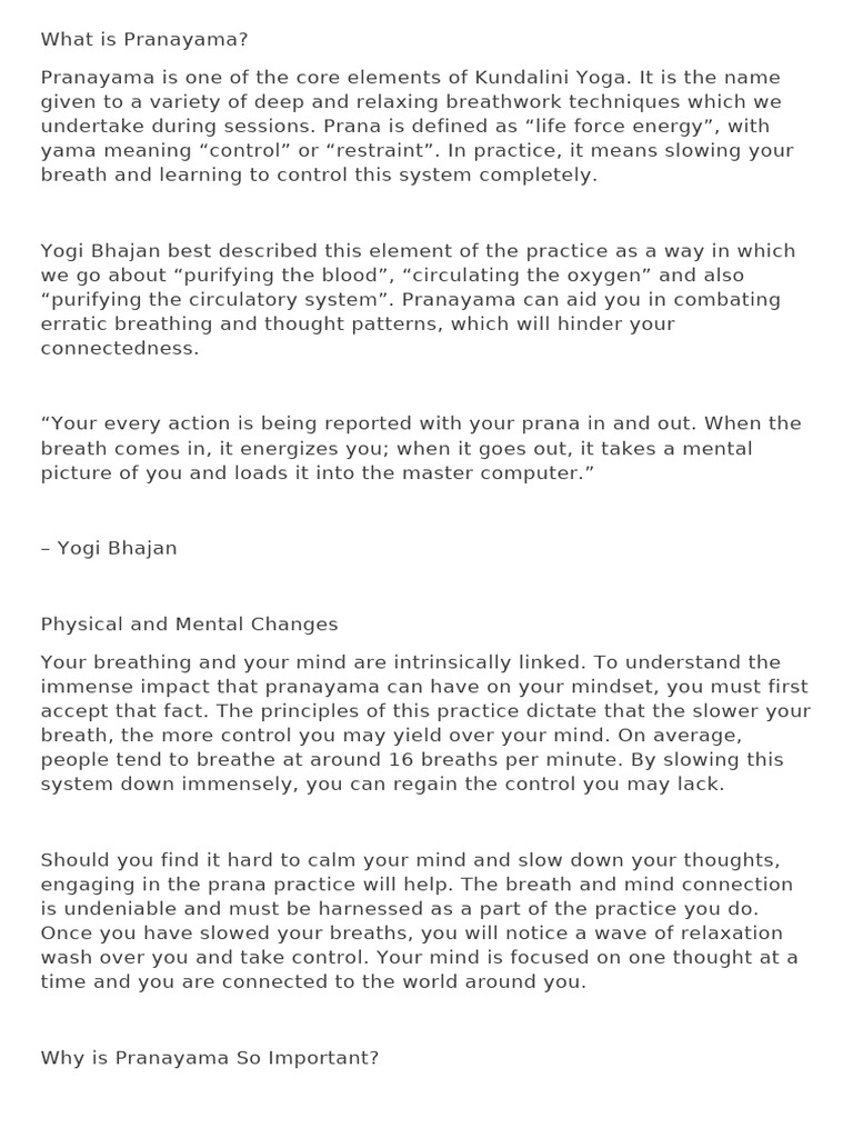 An Introduction To Breathwork in Kundalini Yoga | PDF | Prana | Breathing