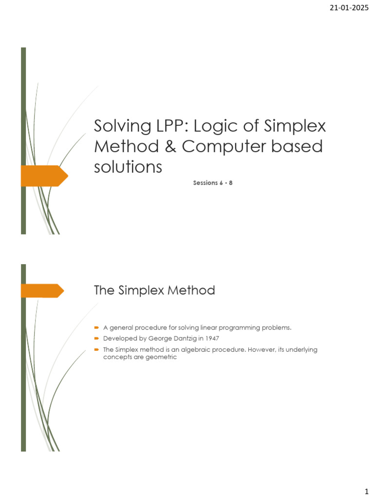 LPP (Logic of Simplex Method & Computer Based Solutions) | PDF ...