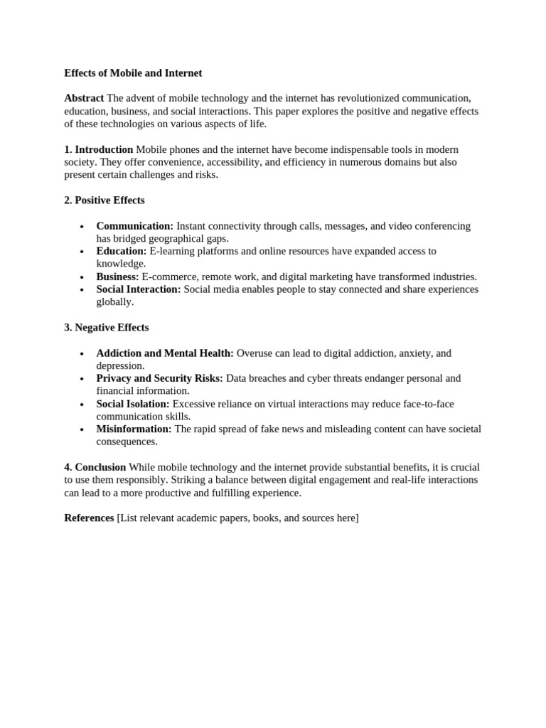 Research Paper - Effects of Mobile | PDF