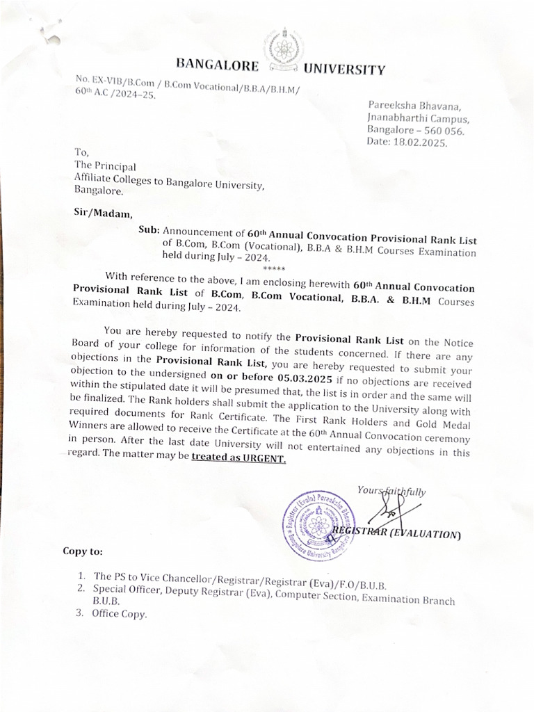 C1R3990460th Annual Convocn Rank List | PDF