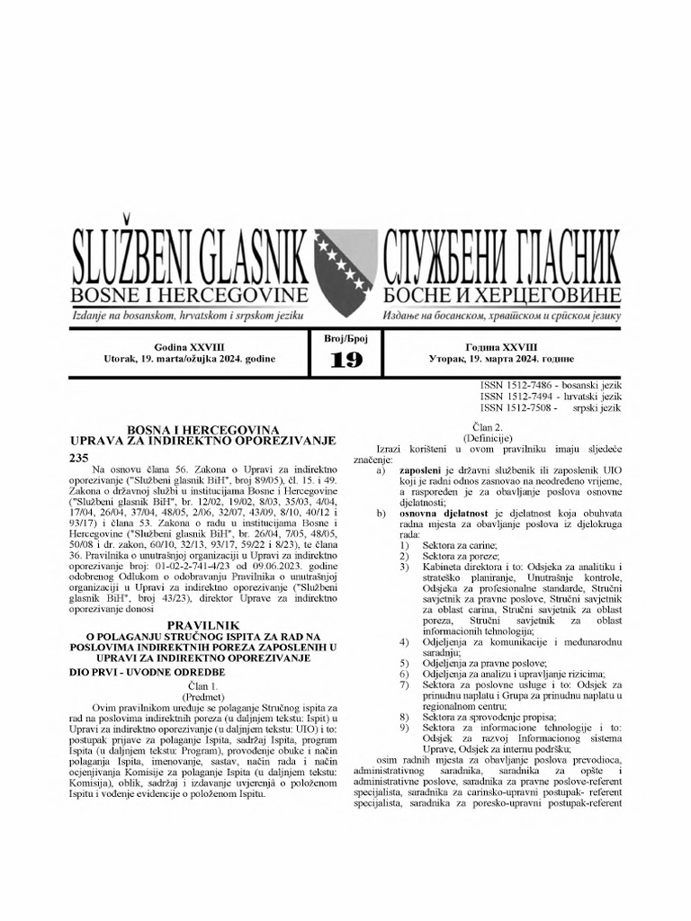 Pravilnik o Polaganju Strucnog Ispita Za Rad Na Poslovima Indirektnih ...