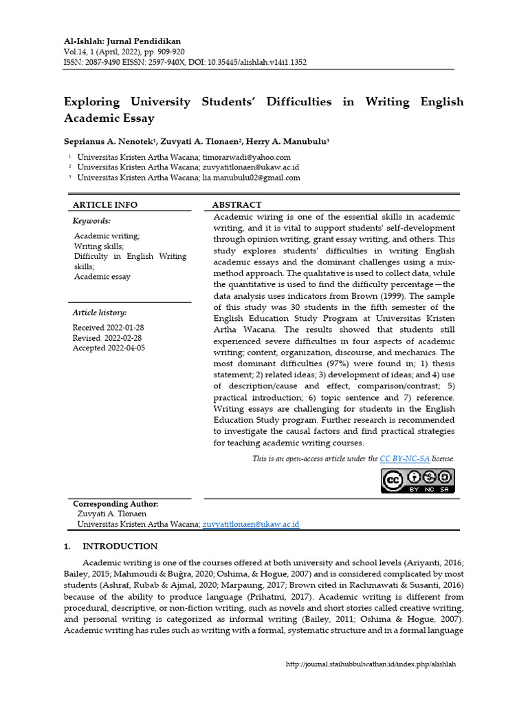 Exploring University Students Difficulties in Wri | PDF | Essays ...