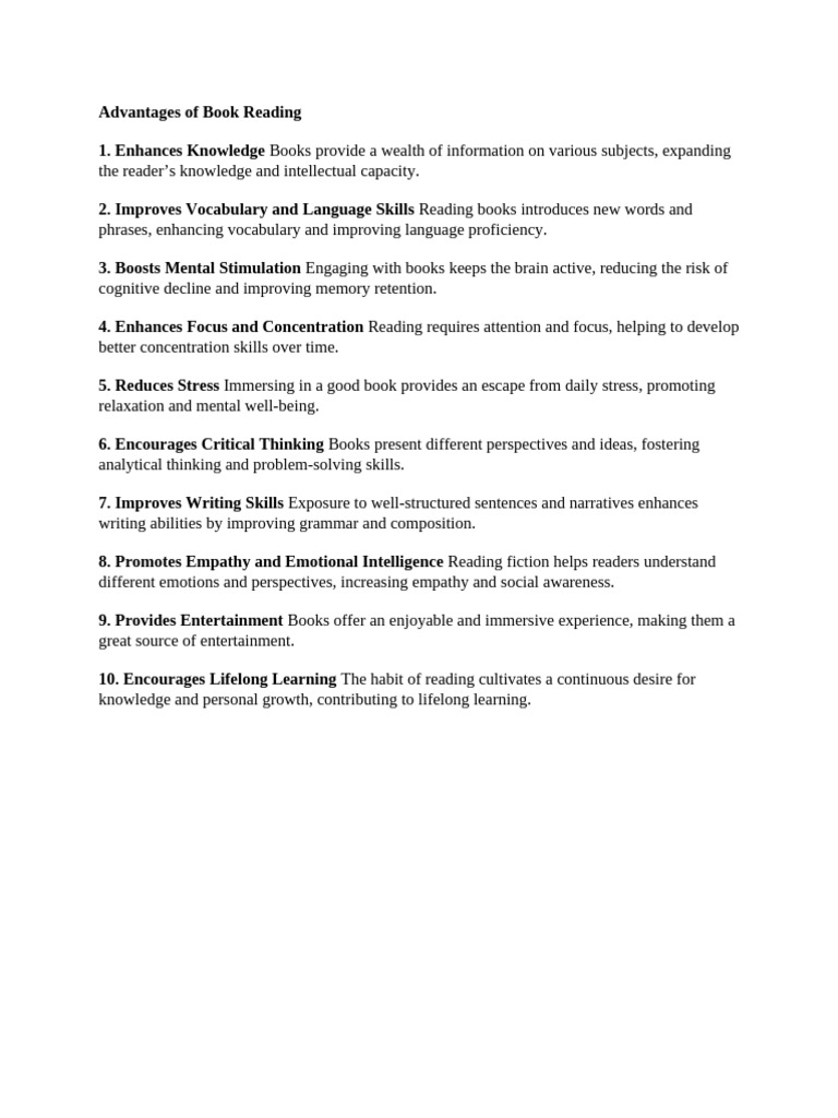 BOOK READING BENEFITS | PDF