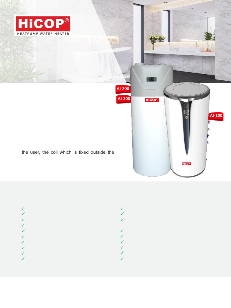Brosur HiCOP - All in One Heatpump (AI Series) | PDF | Water Heating | Heat Pump