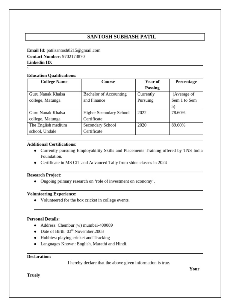 Santosh Resume | PDF
