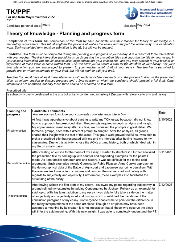 OA TOK PPF | PDF | Essays