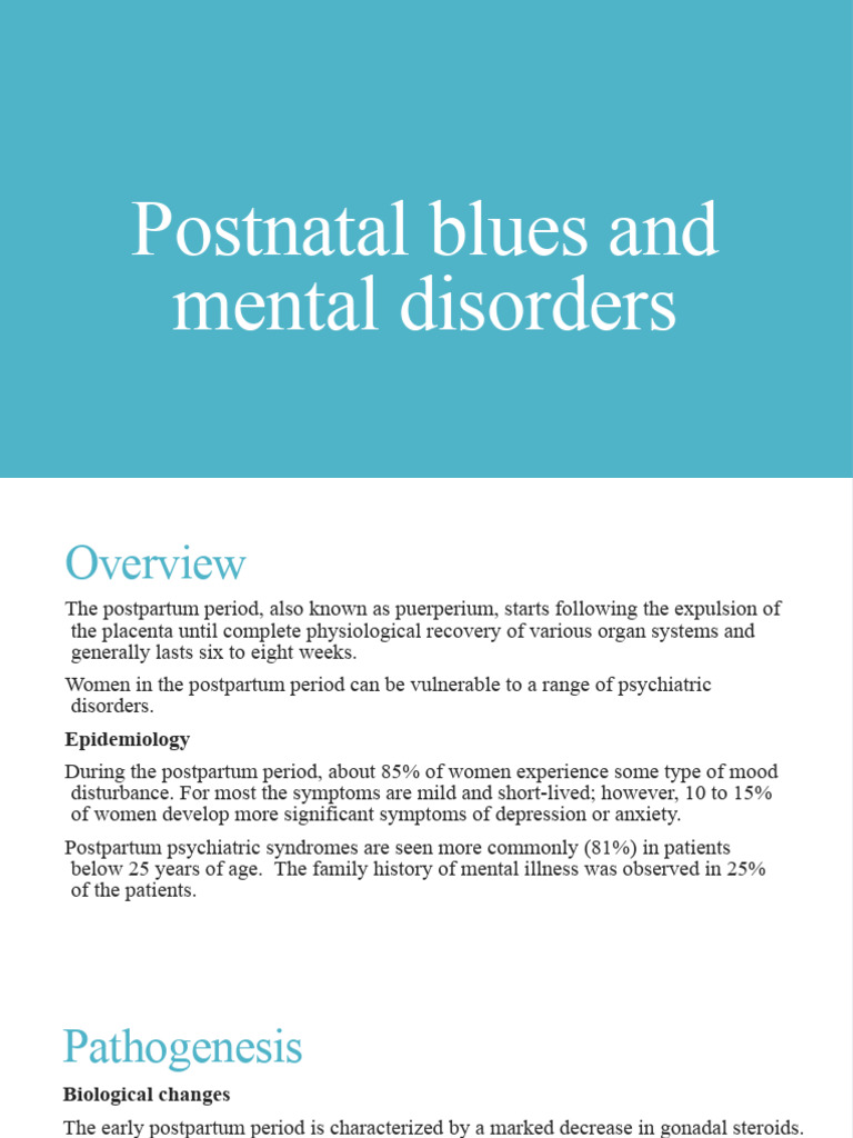 Postnatal Blues and Mental Disorders | PDF | Postpartum Depression ...