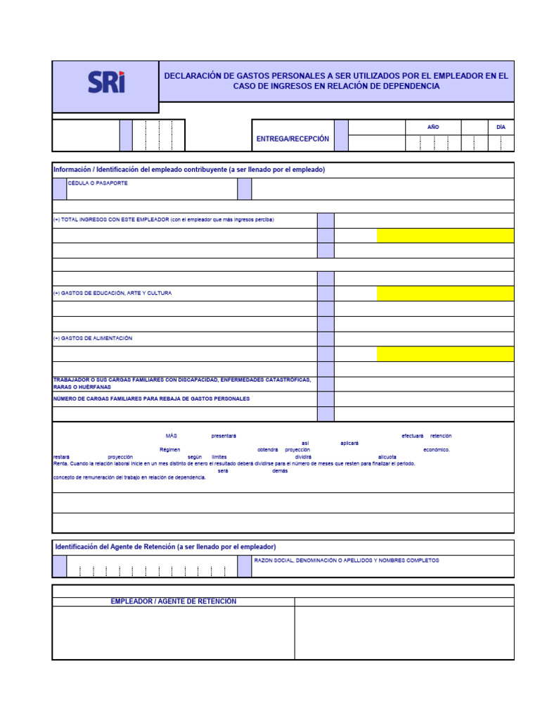 Formulario SRI - GP CONTINENTE 2025 | PDF | Impuestos | Impuesto sobre ...
