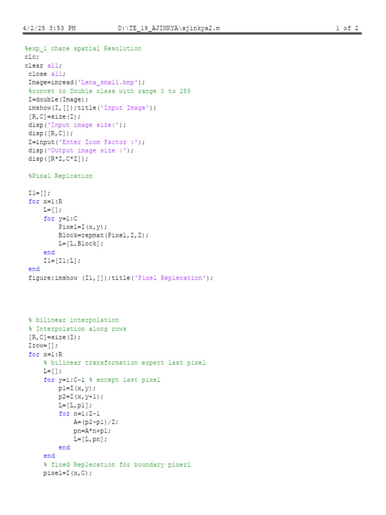 Exp1 - Changing Spatial Resolution | PDF