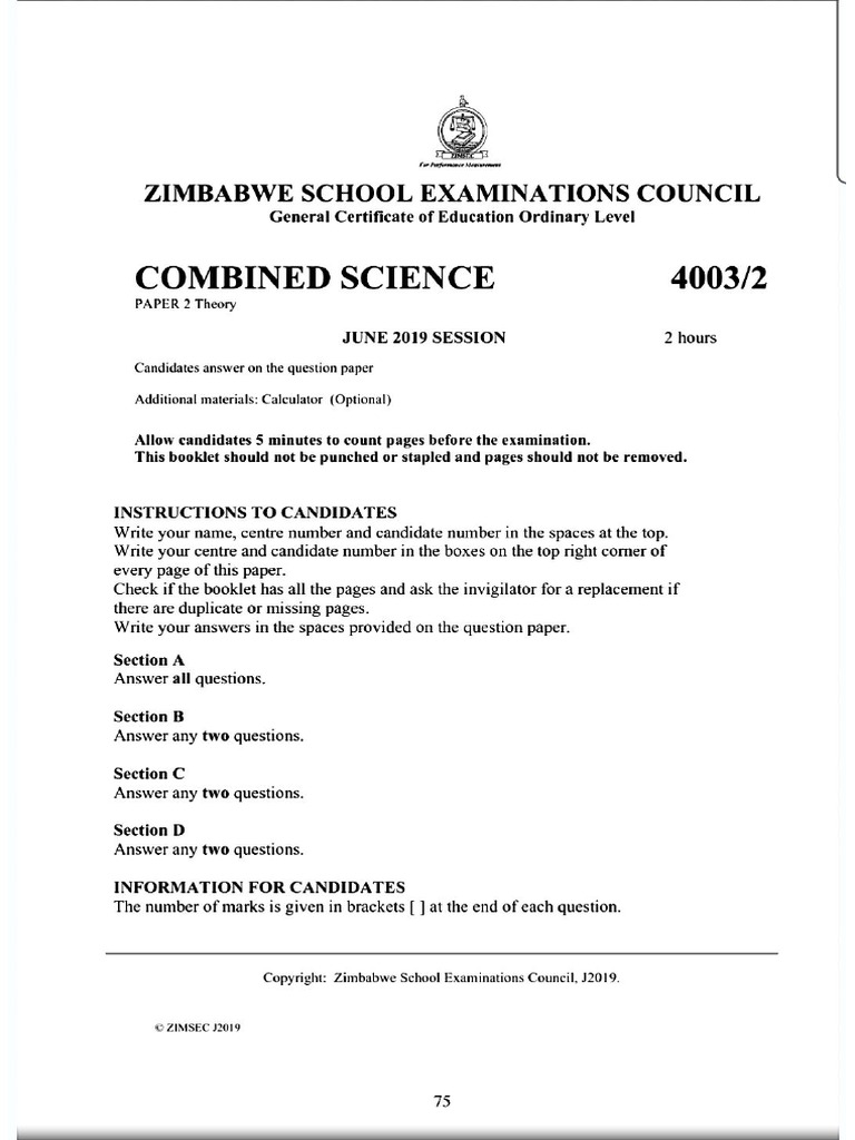 O'Level Comb Scie J2019 p2 | PDF