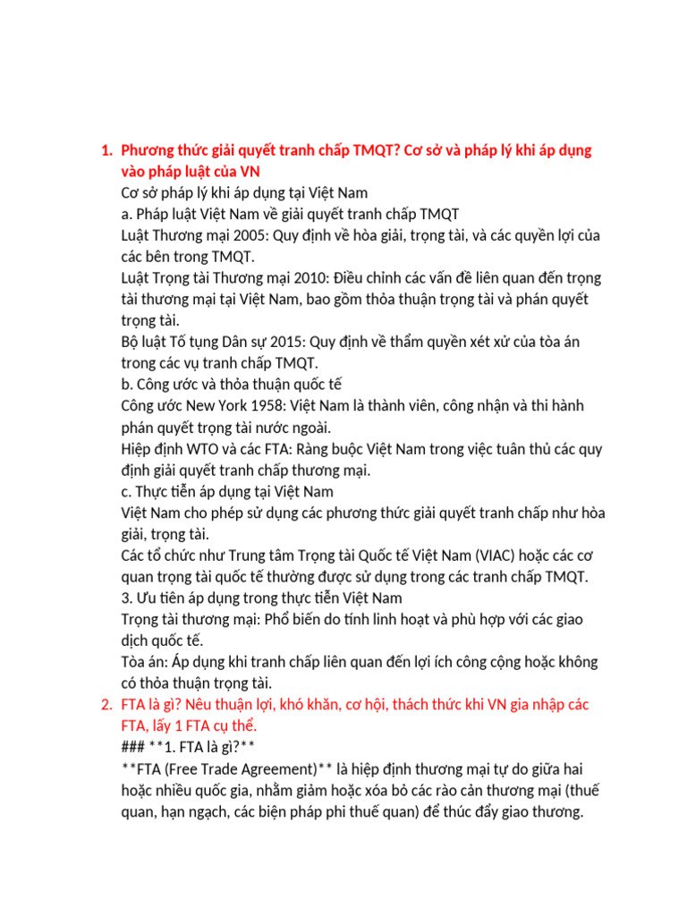 ĐỀ CƯƠNG TMQT | PDF