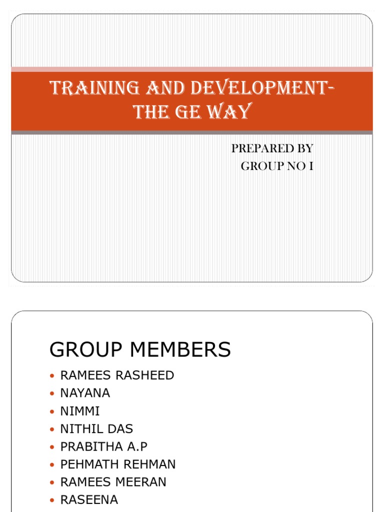 Training and Development - The Ge Way | PDF | Master Of Business ...