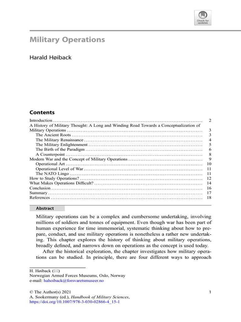 1-1 Høiback 2021 Military Operations | PDF | Axiom | Carl Von Clausewitz