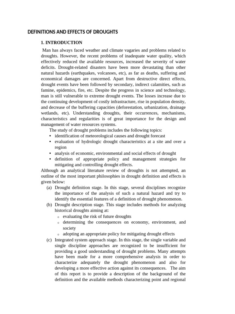DEFINITIONS AND EFFECTS OF DROUGHTS | PDF | Drought | Hydrology